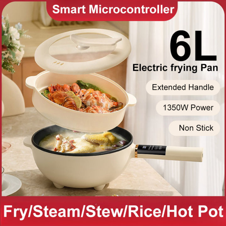 [COD] 6L Electric Frying Pan 1350W Smart Multifunctional Cooker With ...