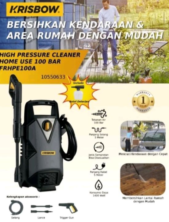 Krisbow High Pressure Cleaner 100 Bar Mesin Steam Cuci Mobil & Motor ...