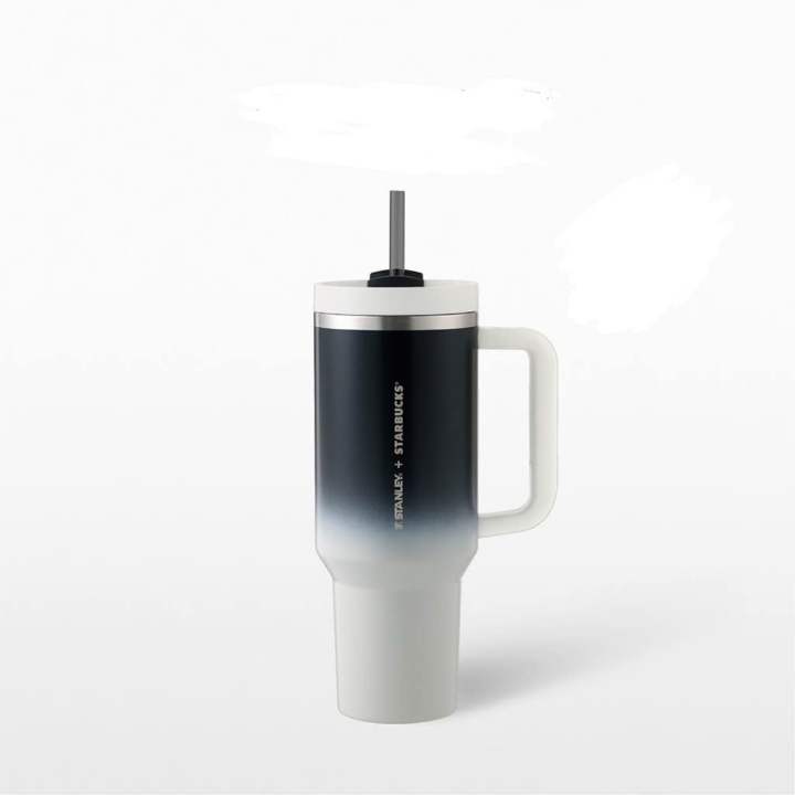 Starbucks Stainless Steel Stanley Gradient Black White Cold Cup 40oz ...