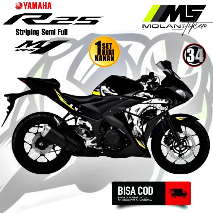 Decal Sticker Striping Variasi Yamaha R25 / Yzf R25 |Decal Variasi Semi ...