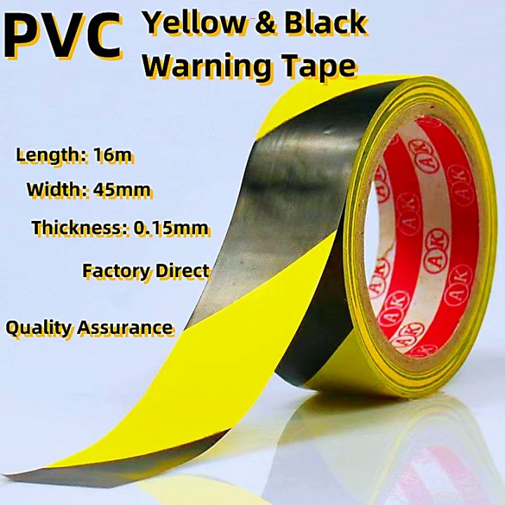 PVC yellow and black warning tape floor tape zebra tape 4.5cm wide and ...