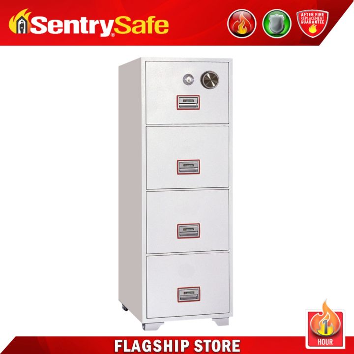 SENTRY SAFE 8000 KCCL 1-Hour Fire + Security Protection 4-Drawer Filing ...