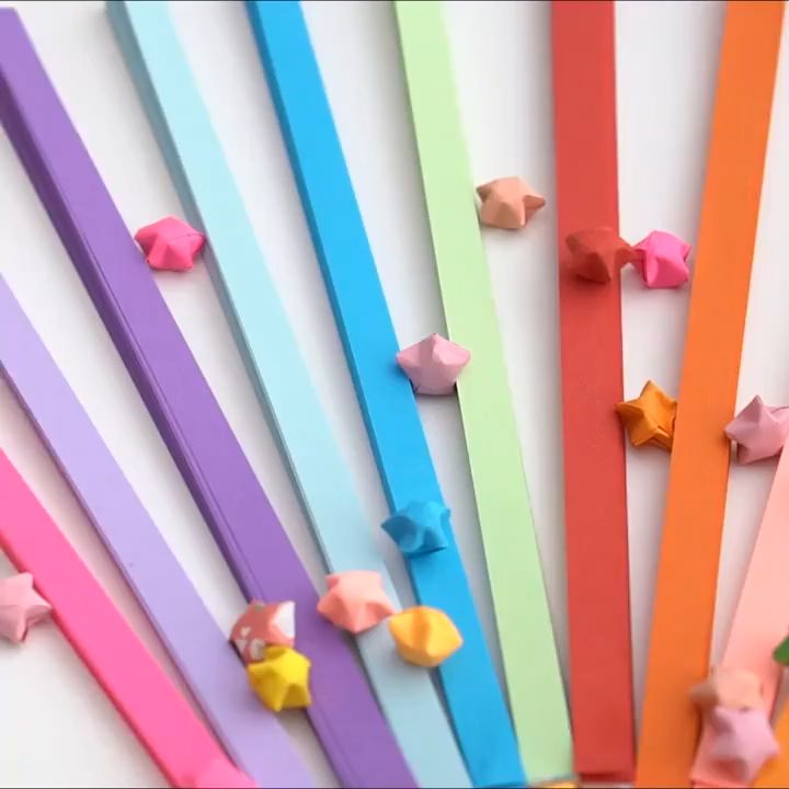 Stars Origami Paper Strips Folding Paper Double Sided Lucky Colorful ...