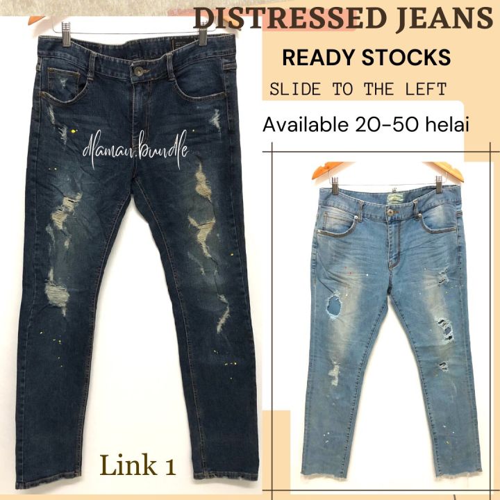 DISTRESSED RIPPED MEN JEANS SELUAR LELAKI [ SELUAR BUNDLE ] | Lazada