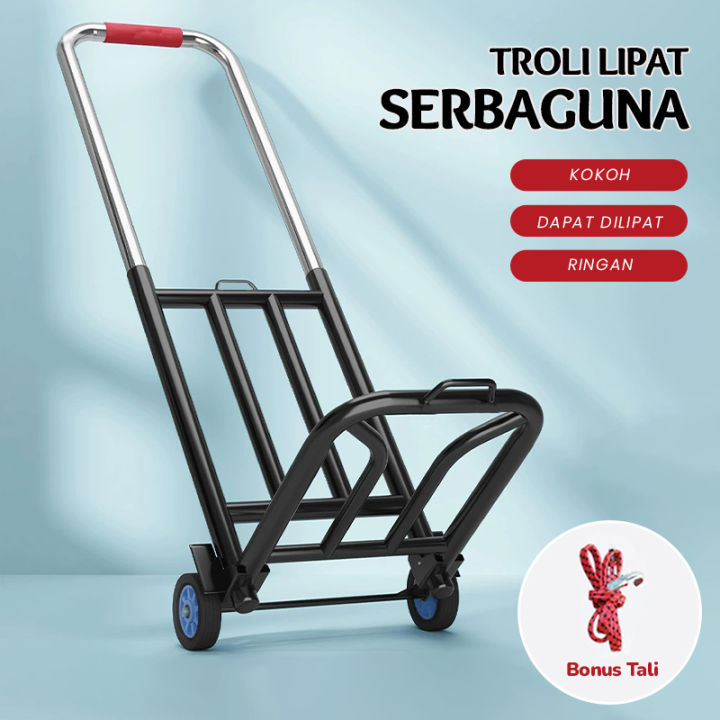 150 kg Troli Barang Lipat Hand Truck Folding Cart Silent Wheel Troli ...