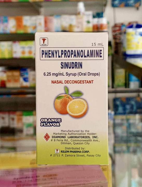 2 pieces Phenylpropanolamine Sinudrin Drops 6.25mg/ml 15ml Nasal ...