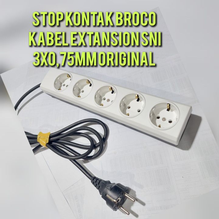 AEBDG STOP KONTAK BROCO 2 3 4 5 + KABEL LISTRIK 3X0,75MM ORIGINAL ...