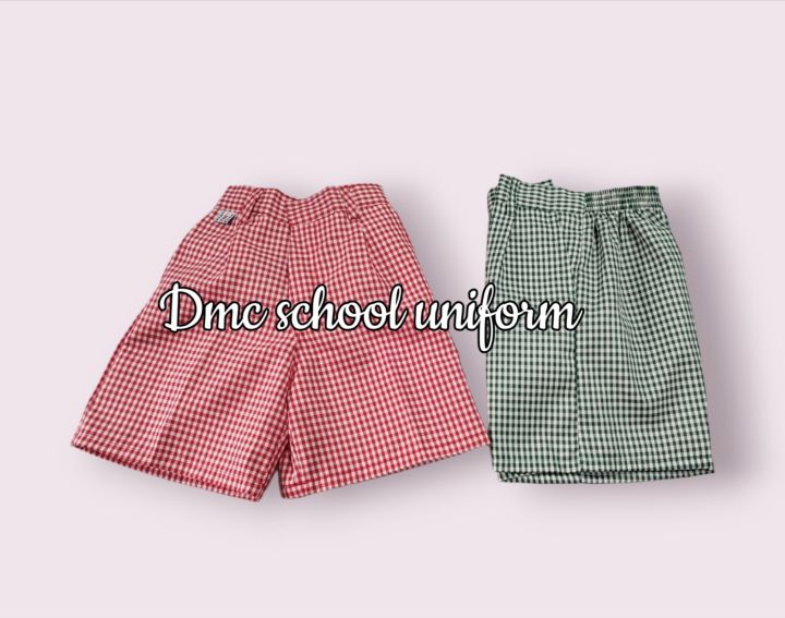 Kinder Short Checkerd School uniform (red, green) | Lazada PH