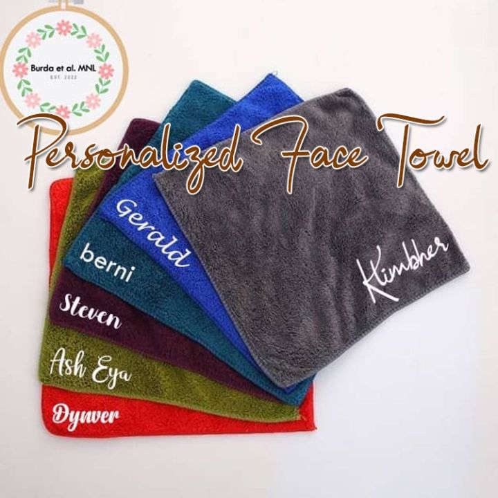 Personalized Colored Thick Microfiber Face Towel with Embroidered Name ...