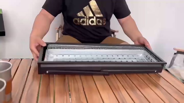 Portable 60CM BBQ Grill Stand With Charcoal Drawer Foldable Outdoor Folding Barbecue Rack Fuel ...