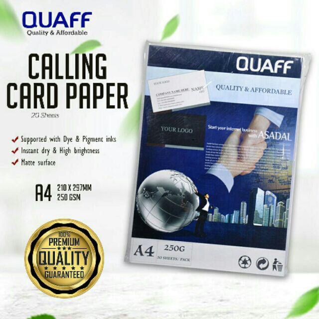 Calling card paper 220gsm and 250mic a4 size white color | Lazada PH