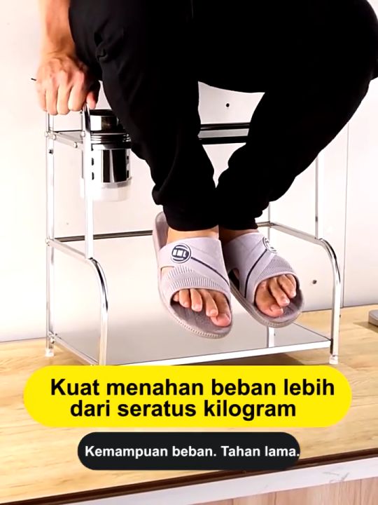 Rak Bumbu Dapur Stainless 3 Susun Rak Dapur Serbaguna Kitchen Spice ...