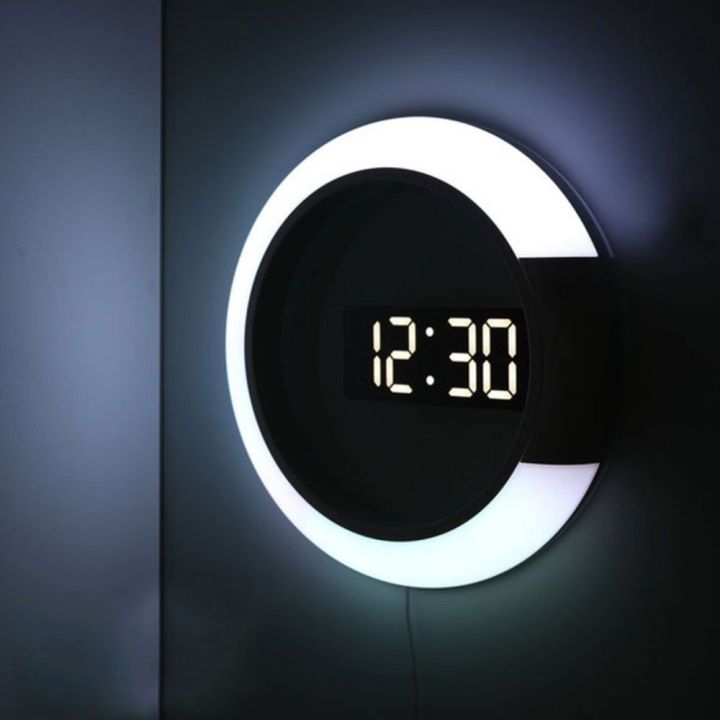 7 colors 3D led digital wall clock table alarm real time temperature ...