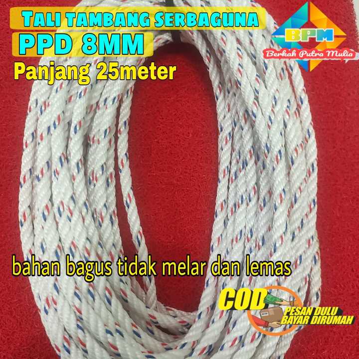 TALI TAMBANG 8 MM 25 METER (PPD)/TALI TAMBANG ECERAN,KILOAN,ROLL/TALI ...