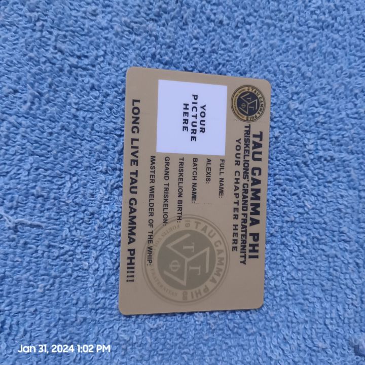 TAU GAMMA PHI TAU GAMMA SIGMA CUSTOMIZED ID CARD FOR LEGIT TRISKELION ...
