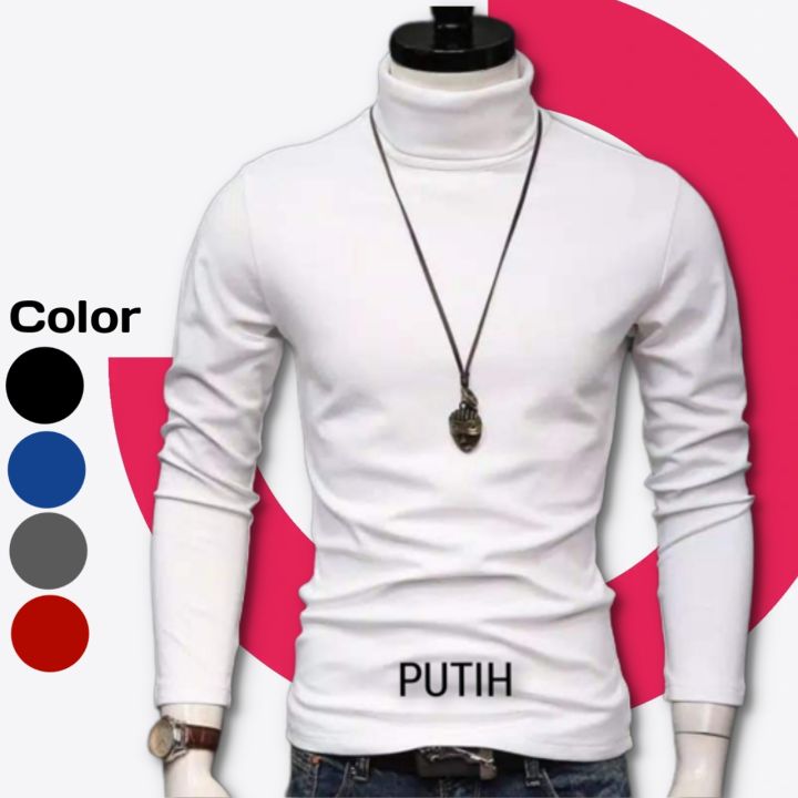 Kaos Turtleneck turtle neck kerah tinggi kaos polos korean style pria ...