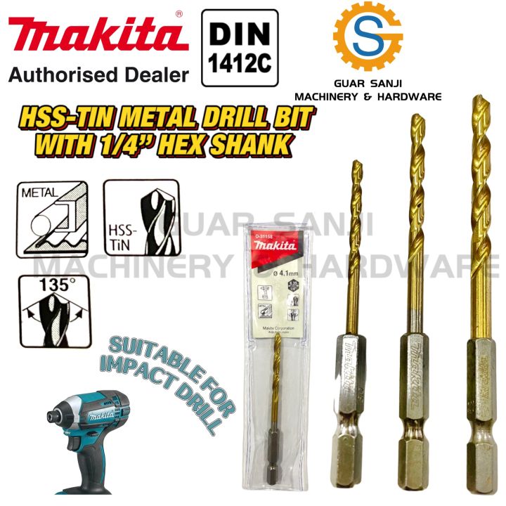 MAKITA HSS-TIN METAL DRILL BIT WITH 1/4” HEX SHANK MAKITA MATA KOREK ...