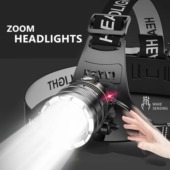 LED Sensor Headlamp Waterproof Head Light Rechargeable Fishing ...