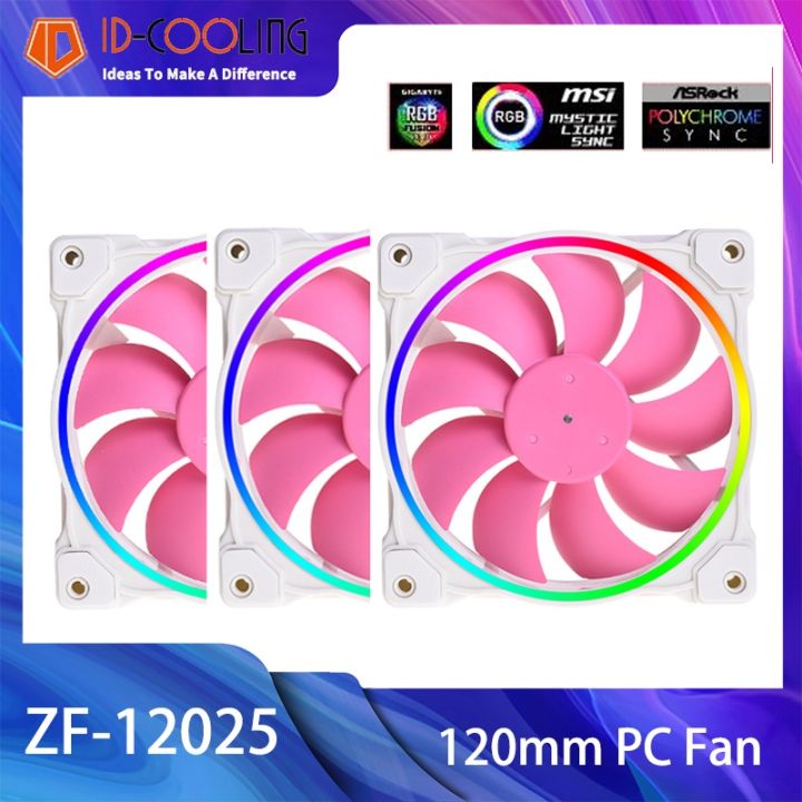 ID-COOLING ZF-12025-PINK ARGB Temperature Controlled Fan 120mm Water ...
