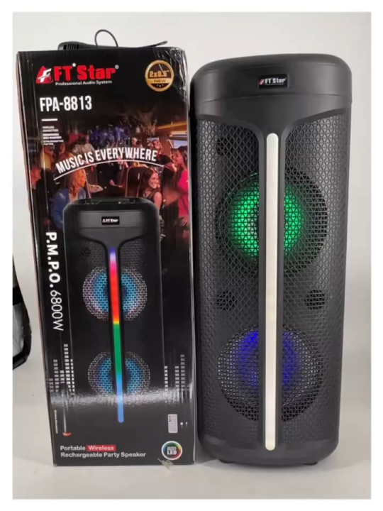 FT STAR FPA-8813 8.5inch X 2 Big Karaoke Trolley Party Bluetooth Tws ...