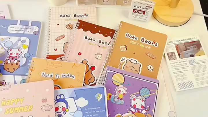 4Pcs/Set A5 Cute 60 Sheets Spiral Notebook Cartoon Ins Style Coil ...