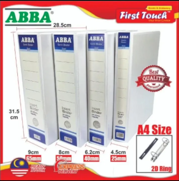 ABBA 2D Ring File A4 Fail Kulit Keras Putih (25mm / 40mm / 50mm / 65mm ...