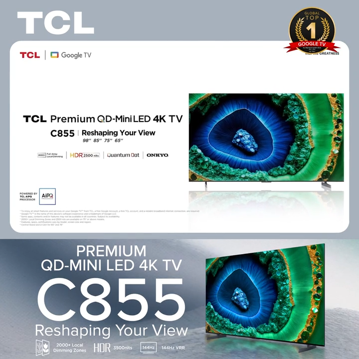 TCL C855 Premium QD-Mini LED | 4K TV Google TV | 65 75 85 98inch ...