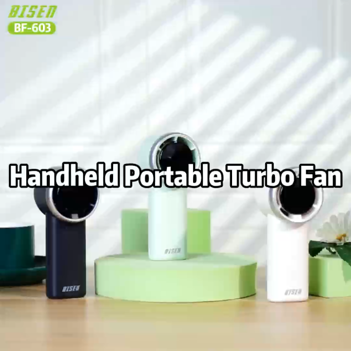 BISEN BF-603 Turbo Mini Fan Rechargeable Handheld Portable Strong Wind ...