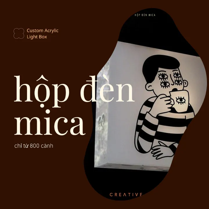 Custom hộp đèn mica light box không viền (loại 1 mặt gắn tường) - tuỳ ...