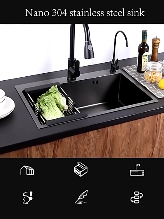 Sinki dapur/SUS304 sink With three holes complete set with faucet bowl ...