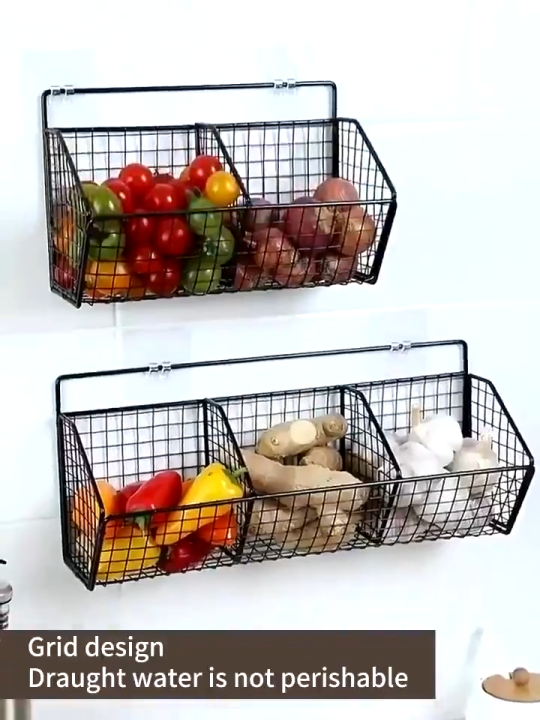 Wall Mounted kitchen condiments organizer rack hanging storage grocery ...