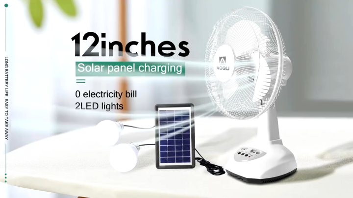 14inch 12inch Solar Panel Charging Fan Solar electric fan with charger ...