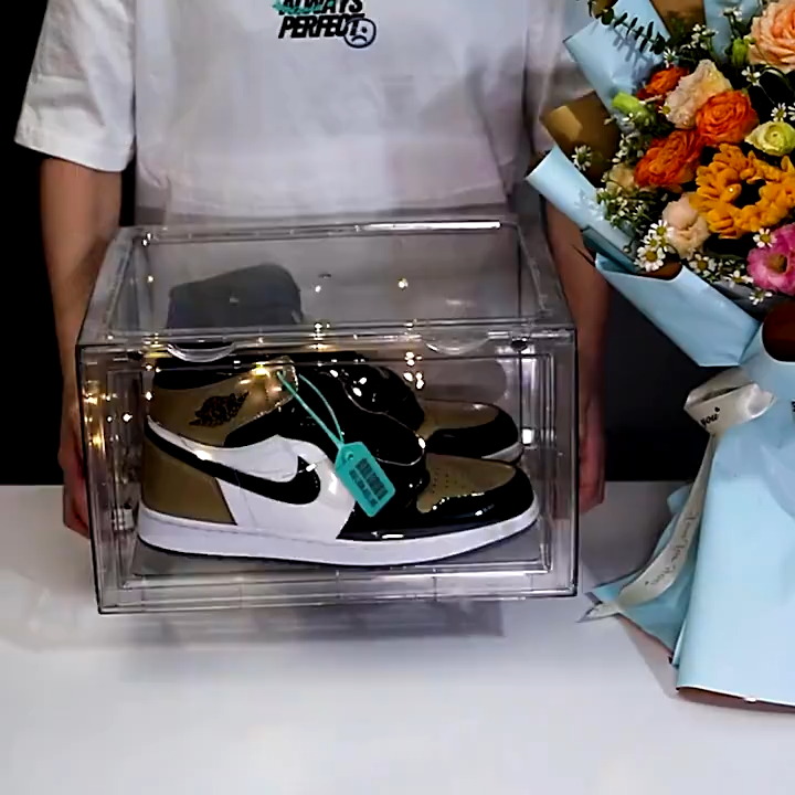 Acrylic Shoe Box Stackable Magnetic Shoe Box With Cover Shoe Storage ...