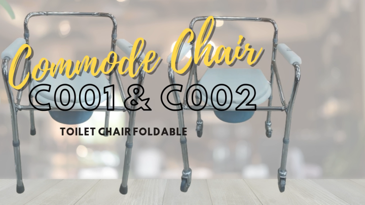 Foldable Commode Chair Toilet with Bucket | 5 level Height Adjustable ...