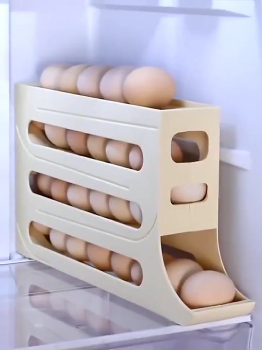 Kitchen Egg Tray 4 Tier Refrigerator Egg Organizer Drop Proof Automatic ...