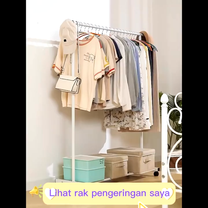 LG Rak Gantungan Baju Serbaguna Gawang Baju Besi Portable Stand Hanger ...