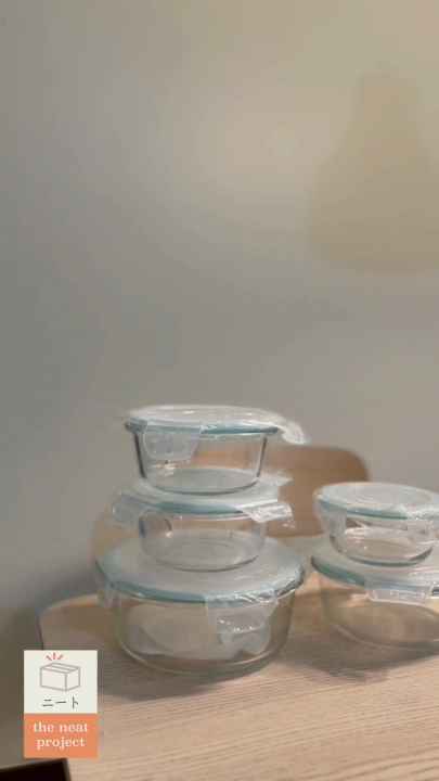 Akamiya Microwaveable High Borosilicate Glass Food Container Clear TEAL ...