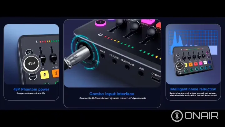 ONAIR F11 Gaming Audio Mixer Live Sound Card Mixer Streaming RGB Mixers ...