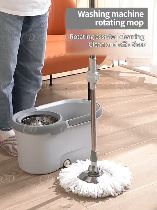CD Mop with Squeezer Heavy Duty Spin Mop With Bucket and Thicken Mop Handle Complete Set for ...