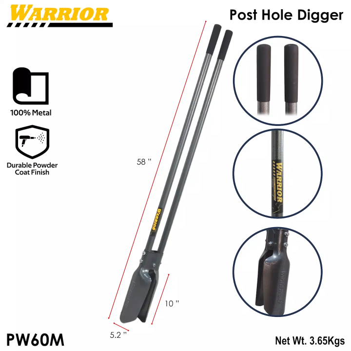 Toolcraft Heavy-Duty 58-Inch Atlas Pattern Post Hole Digger with 45 ...