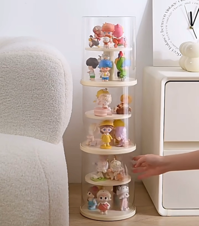 Rotating Figure Storage Box Blind Box Dust-proof Round Display Stand ...