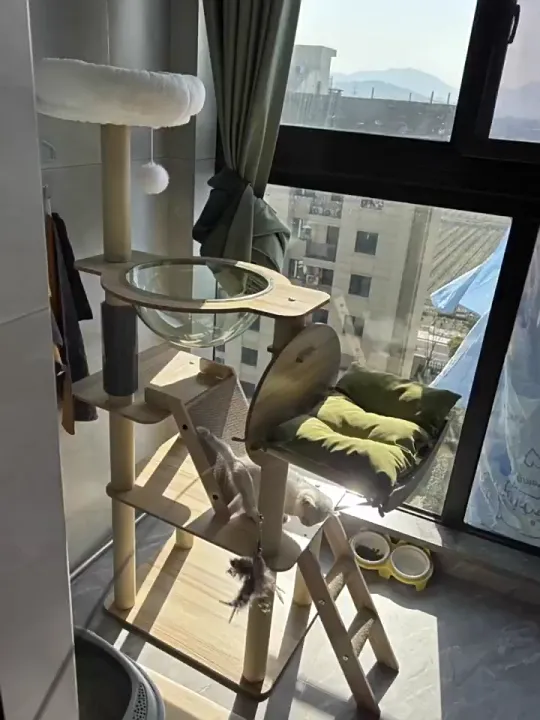 Cat Tree Solid Wood Large Cat Tree House Cat Climbing Frame Cat ...