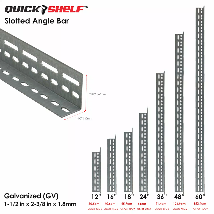QS725 40x60mm BIG SLOTTED STEEL ANGLE BAR 1.5"x2.4"x1.8mm DIY Storage ...