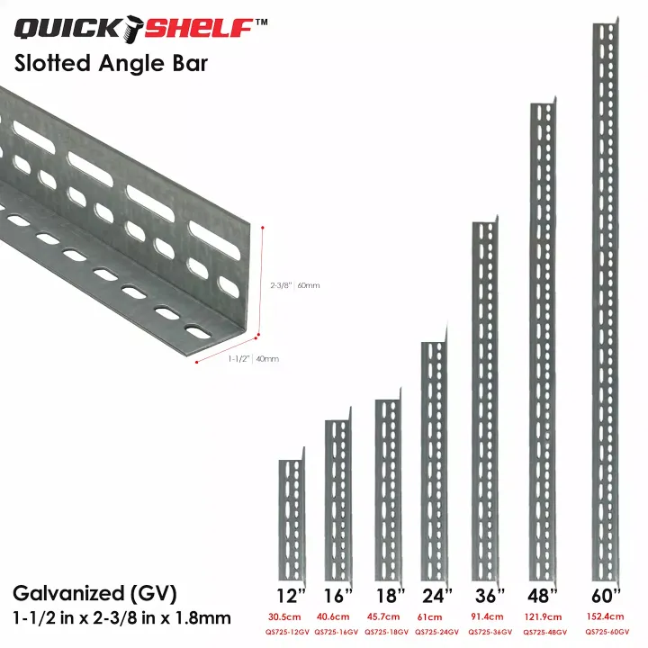 QS725 40x60mm BIG SLOTTED STEEL ANGLE BAR 1.5"x2.4"x1.8mm DIY Storage ...