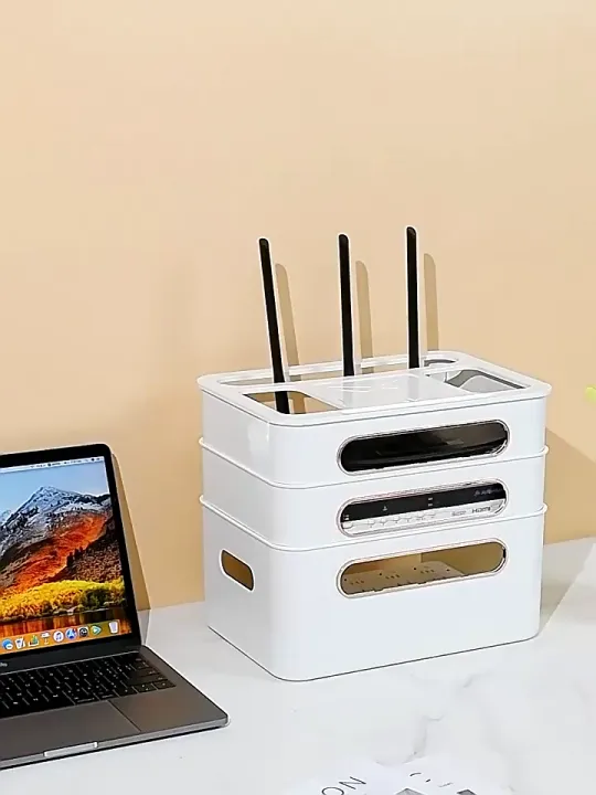 WiFi Router Storage Box Wire TV Set Top Box Shelf Socket Optical Cable ...