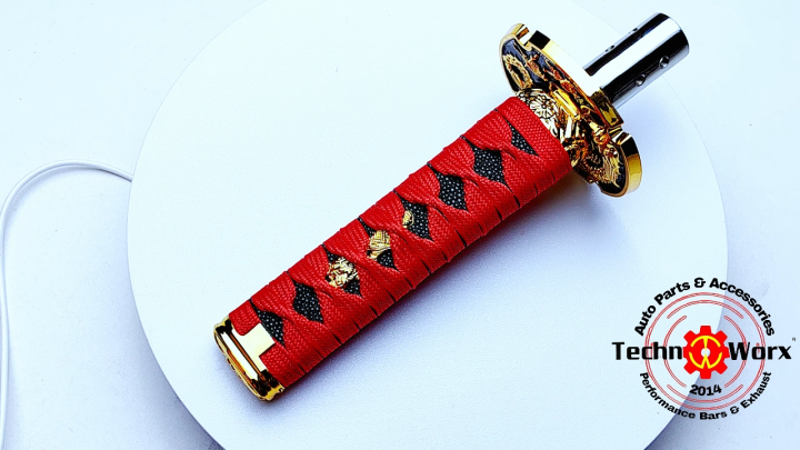 SAMURAI SHIFT KNOB MANUAL RED 15cm 20cm Katana Samurai Sword Shifter ...