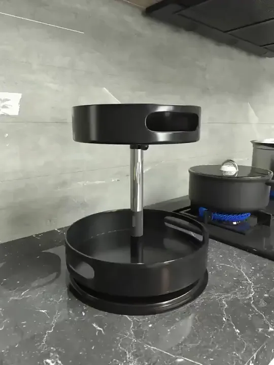 1/2/3 Tier Turntable Spice Rack Metal 360°Rotating Spice Rack Storage ...