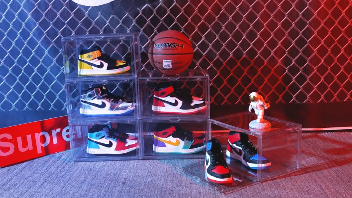 Acrylic shoe box Front Drop Side opening door Magnetic Stackable Large ...