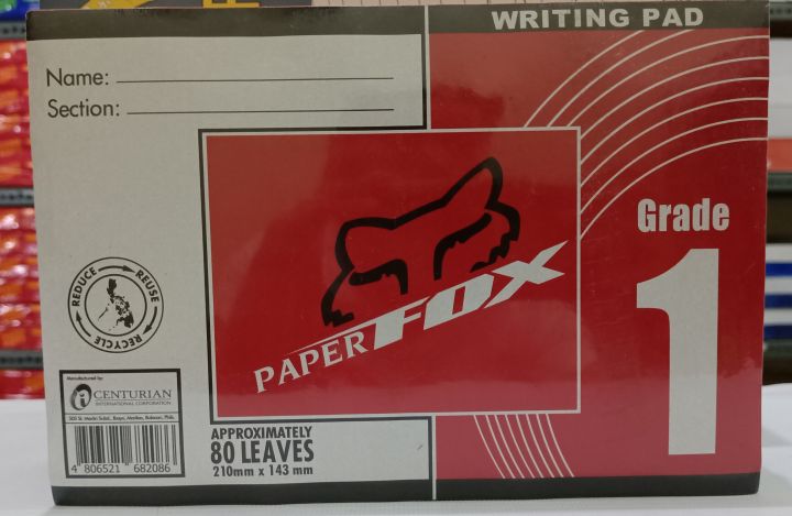 Paperfox grade 1,grade 2,grade 4 pad 80leaves/pad | Lazada PH