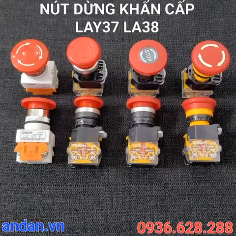 Nút Dừng Khẩn 22mm LAY37-11ZS LA38-11ZS (STOP) Nhãn Emergency Stop ...
